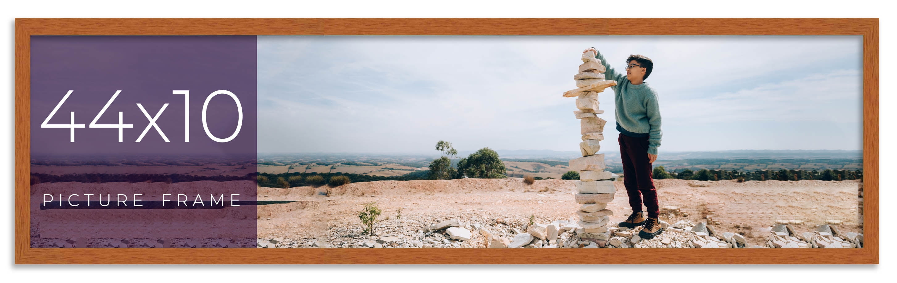 44x10 Honey Brown Real Wood Picture Frame Width 0.75 inches | Interior ...