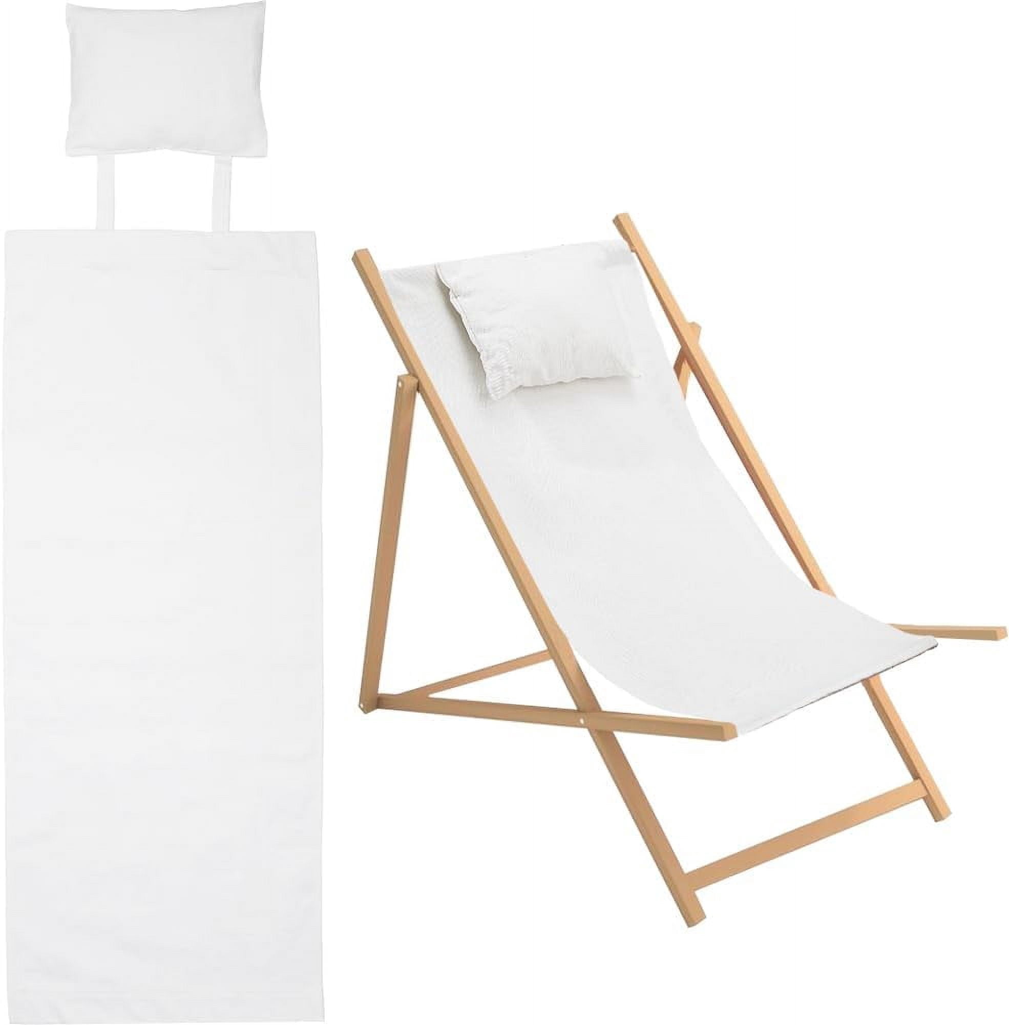 44x16 Beach Sling Chair Canvas Cloth with Pillow 1.5mm Thick White ...