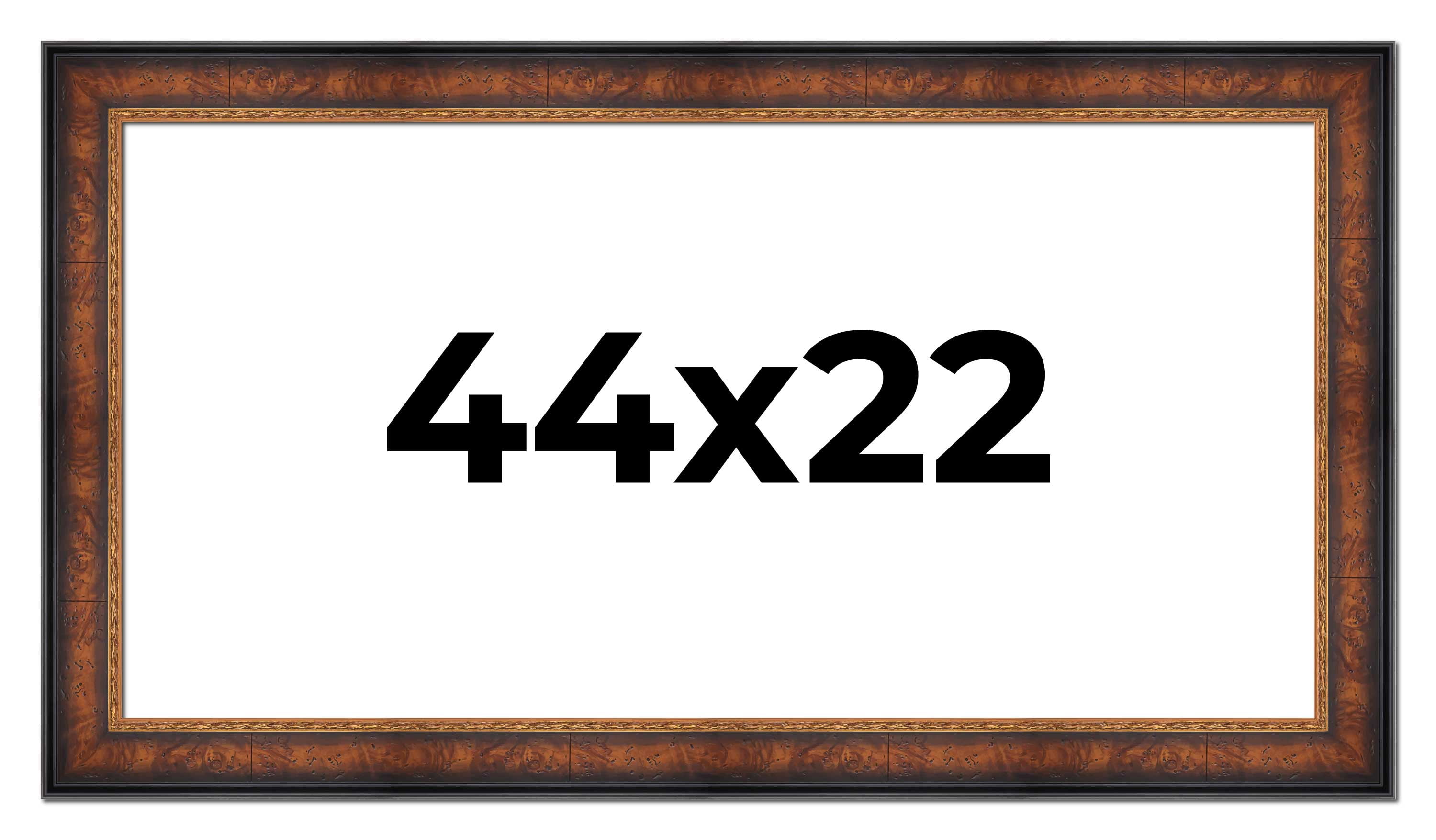 44x22 Frame Brown Walnut Gold Ornate Trim Solid Wood Plein Air Picture ...