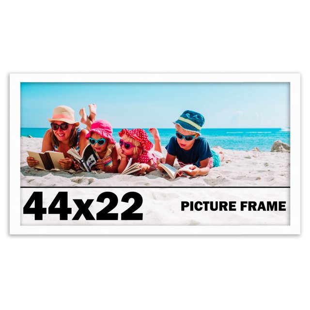 44x22 Frame White Solid Wood Picture Frame Includes UV Acrylic Shatter ...