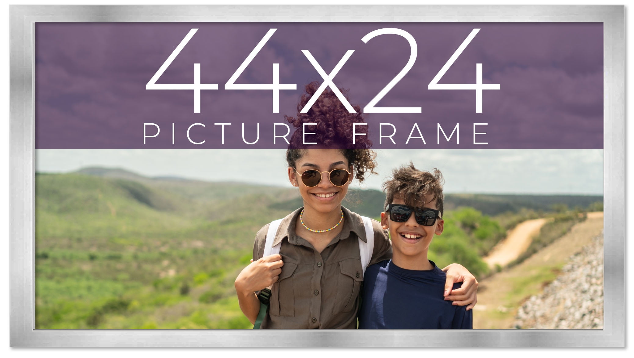 44x24 Frame Silver Real Wood Picture Frame Width 0.75 inches | Interior ...
