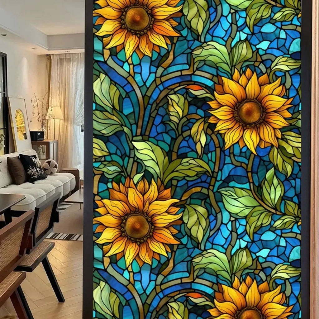 45*100cm window films sunflower colored glass window stickers privacy ...