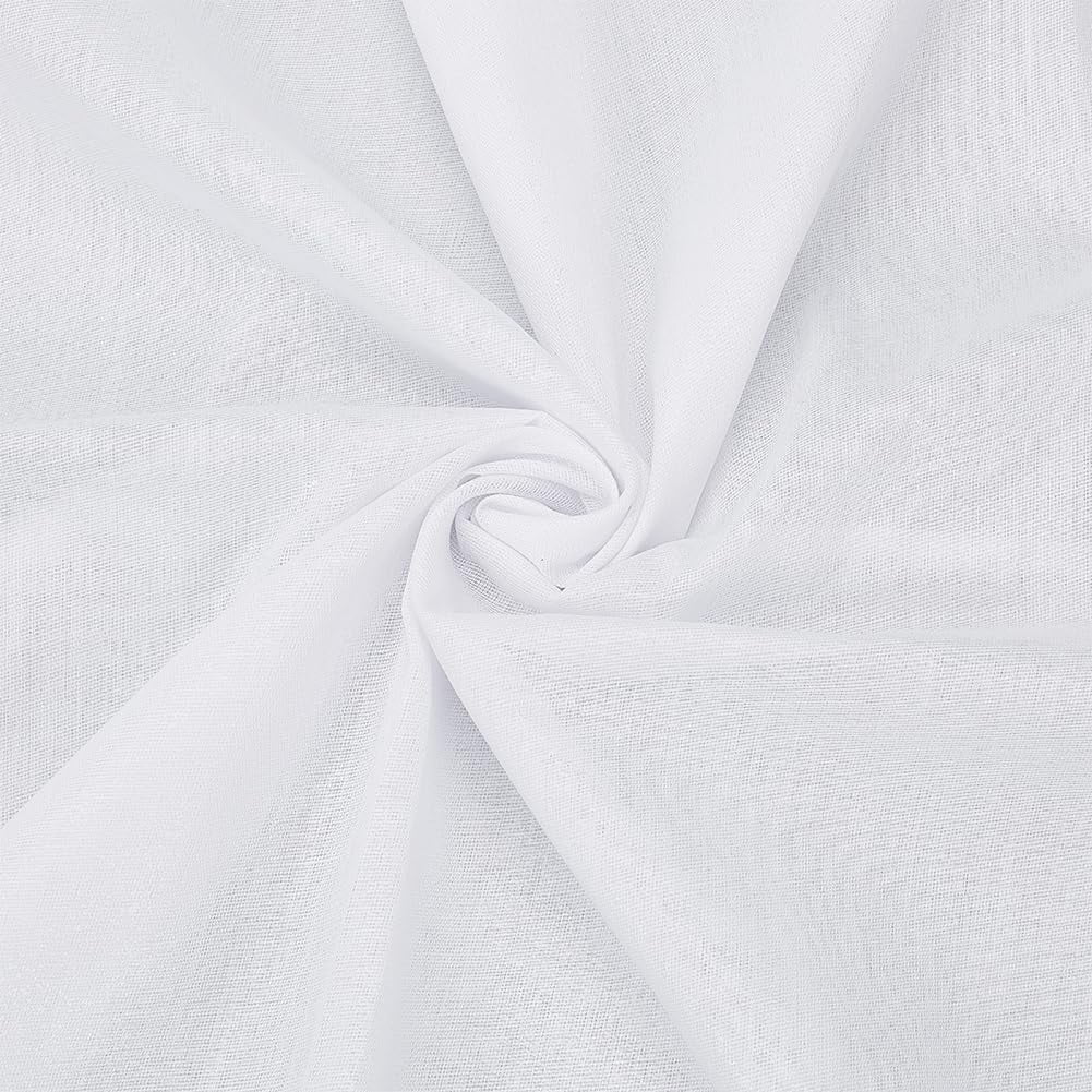 45.27x43.3Inch White Cotton Interfacing Fabric Woven Iron-On Fusible ...