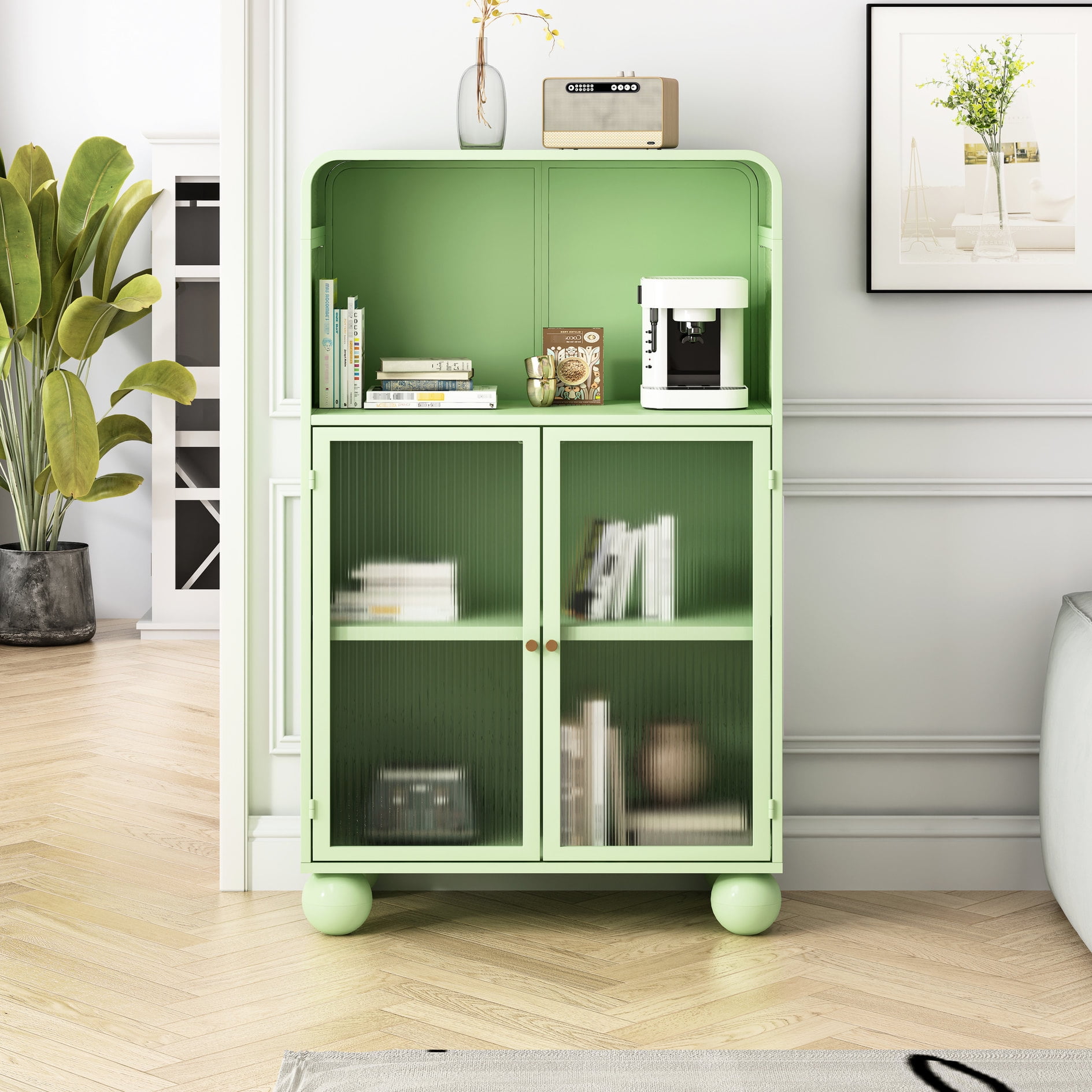 45.28" Tall Green Storage Cabinet with Smooth Tabletop - Ideal for ...