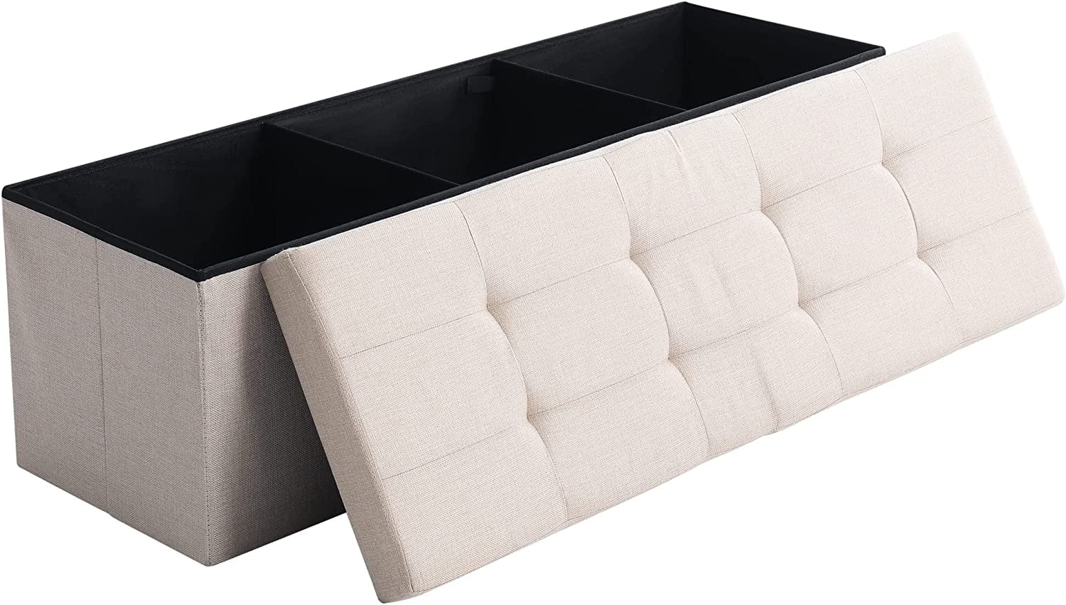 "45.3-Inch Tufted Shoe Storage Ottoman - 166L Capacity with Flip-Top ...