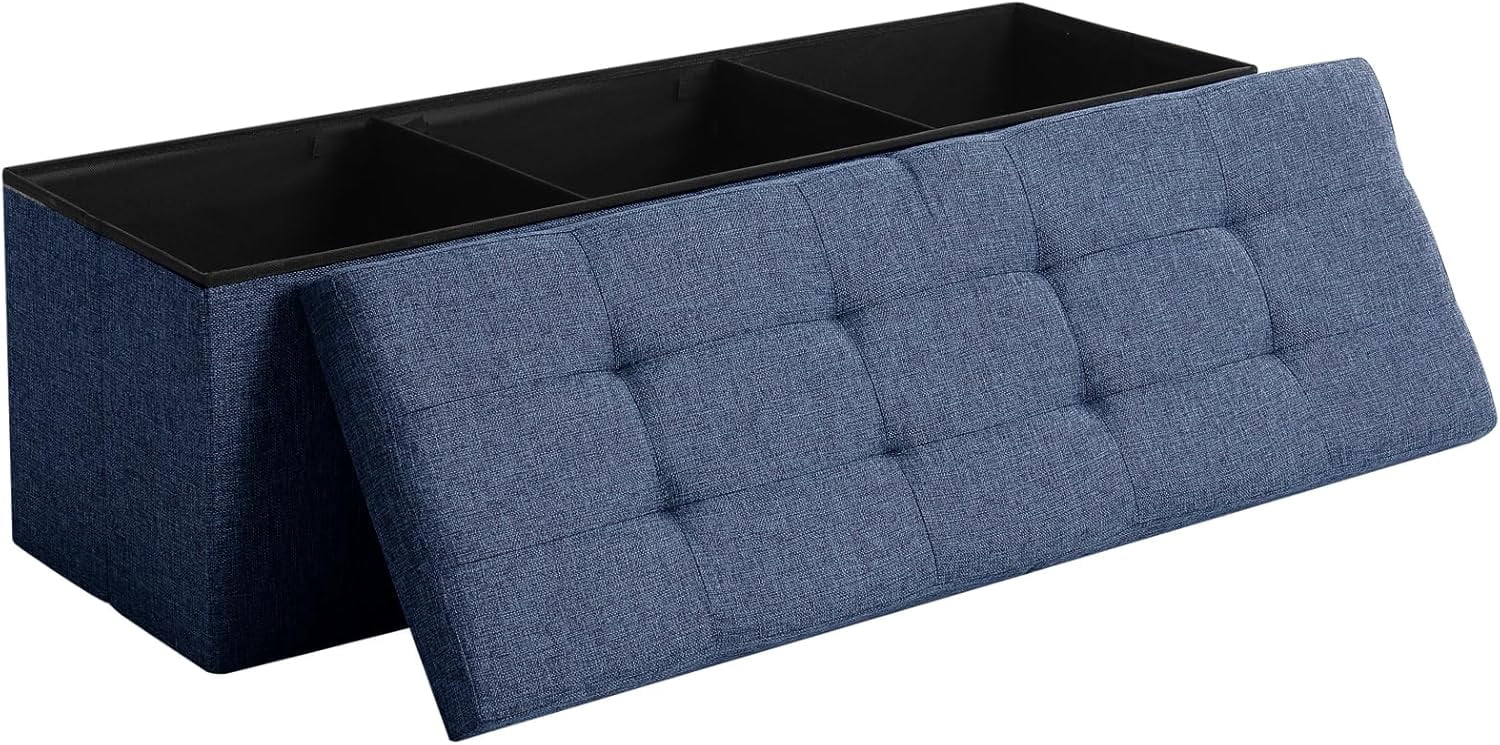 45.3 Inches Ottoman Bench With 166L Storage Space - Foldable Seat ...