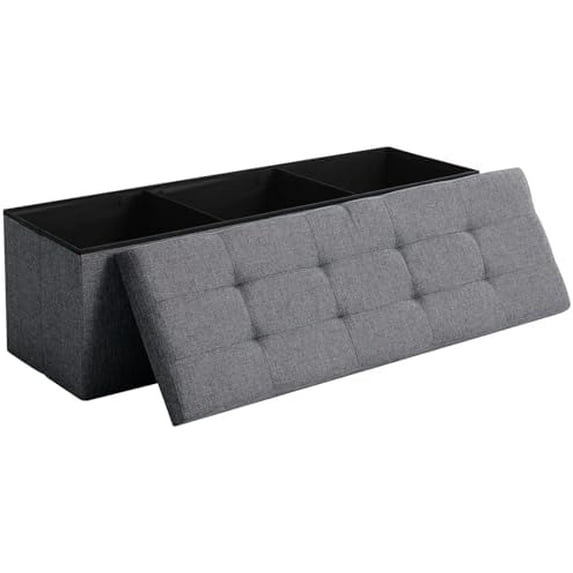 45.3 Inches Storage Ottoman Bench Foldable Seat Footrest Shoe Bench End ...