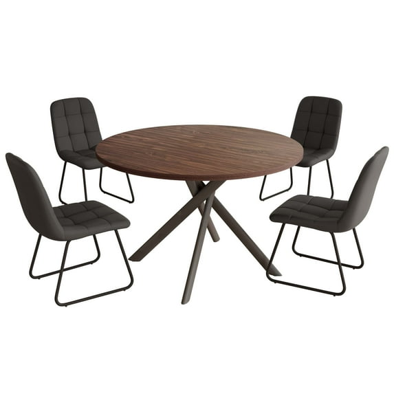 45.3" Round Dining Table Set, Mid Century Modern Round Dining Table for ...