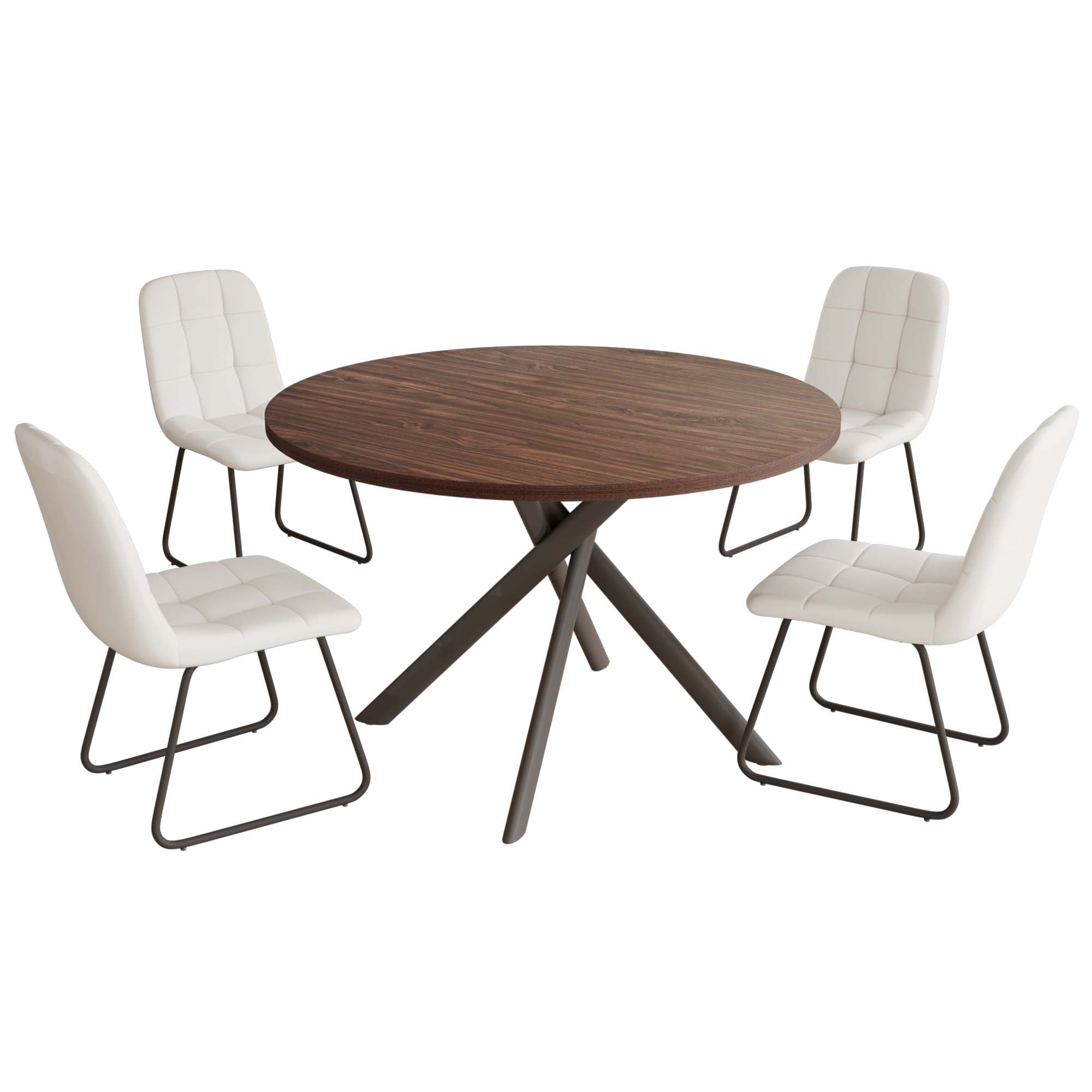 45.3" Round Dining Table Set, Mid Century Modern Round Dining Table for ...