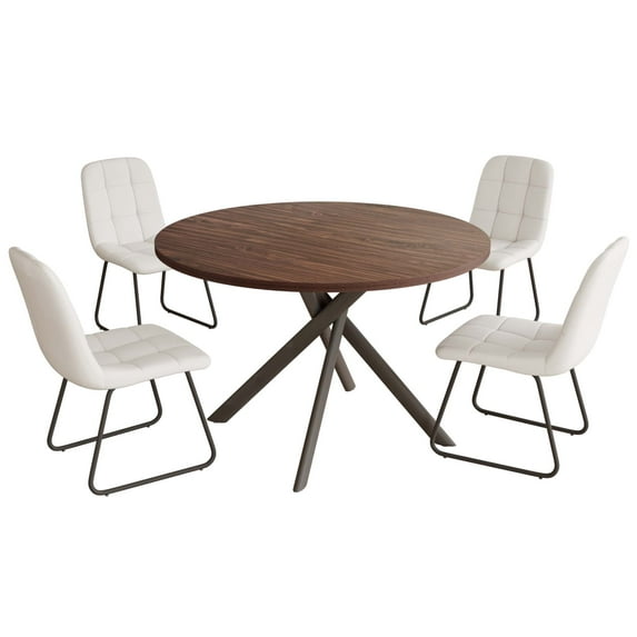 45.3" Round Dining Table Set, Mid Century Modern Round Dining Table for ...