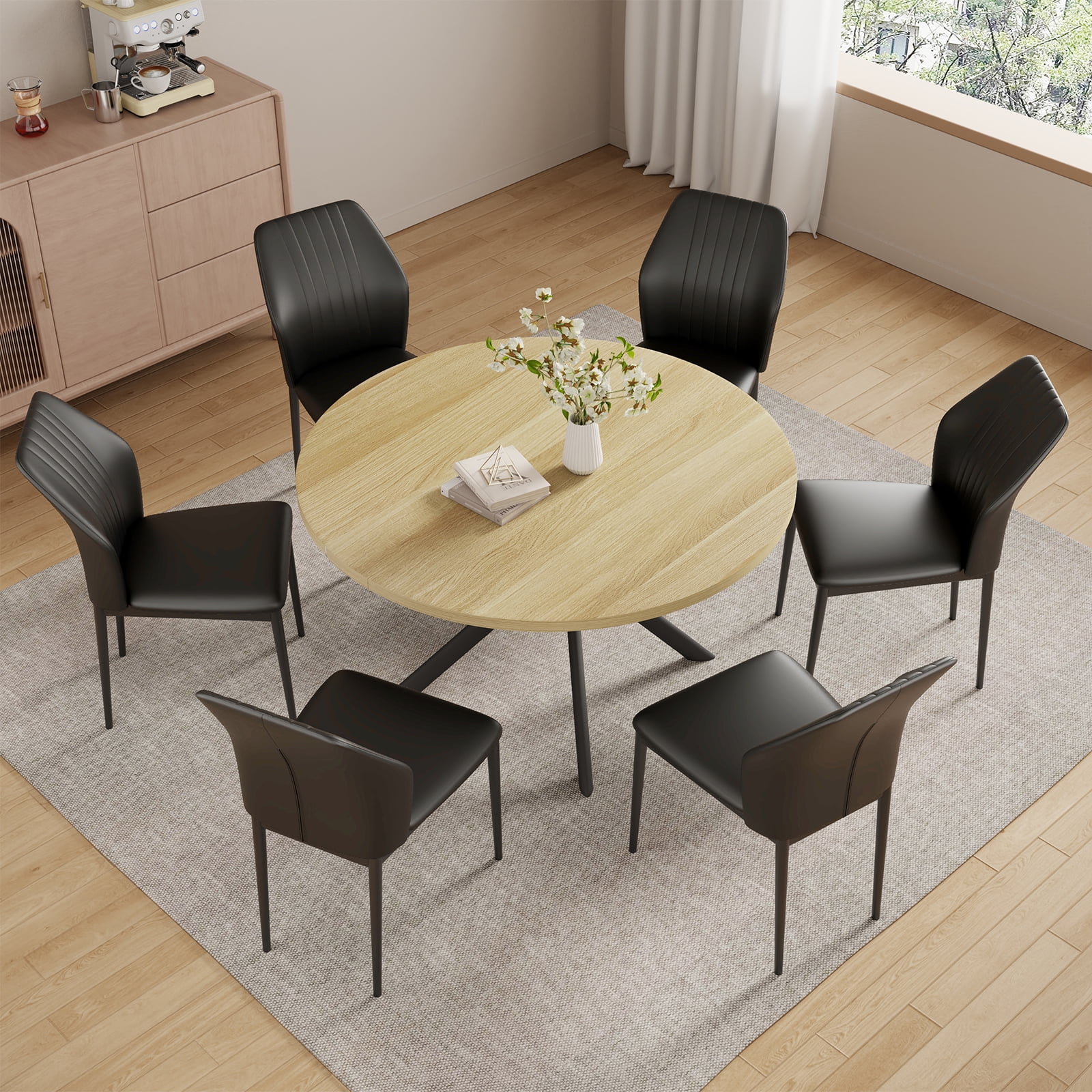 45.3" Round Dining Table Set, Mid Century Modern Round Dining Table for ...
