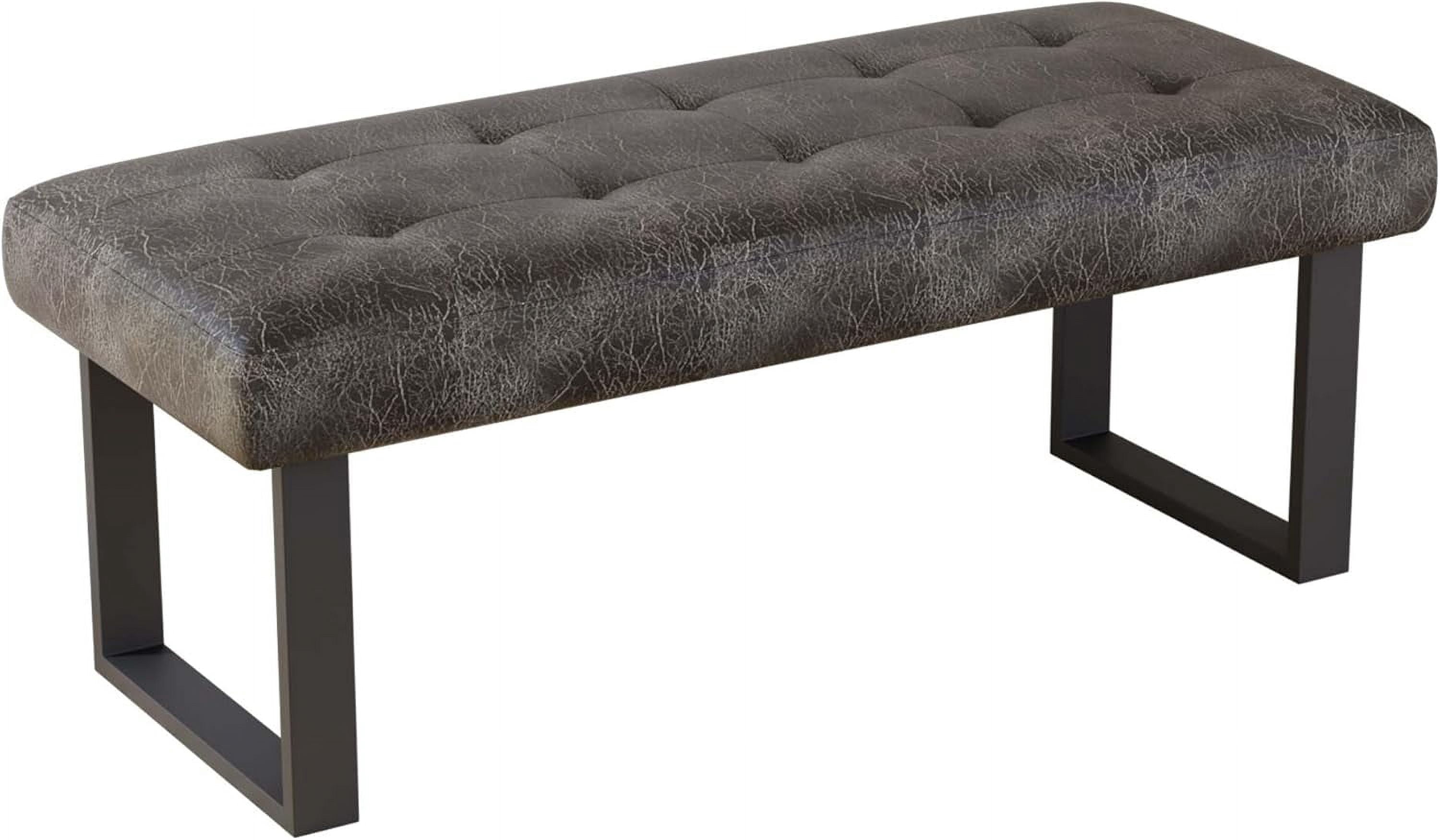 45.3'' Upholstered Quality Cloth Fabrics Bench with Metal Leg, Button ...