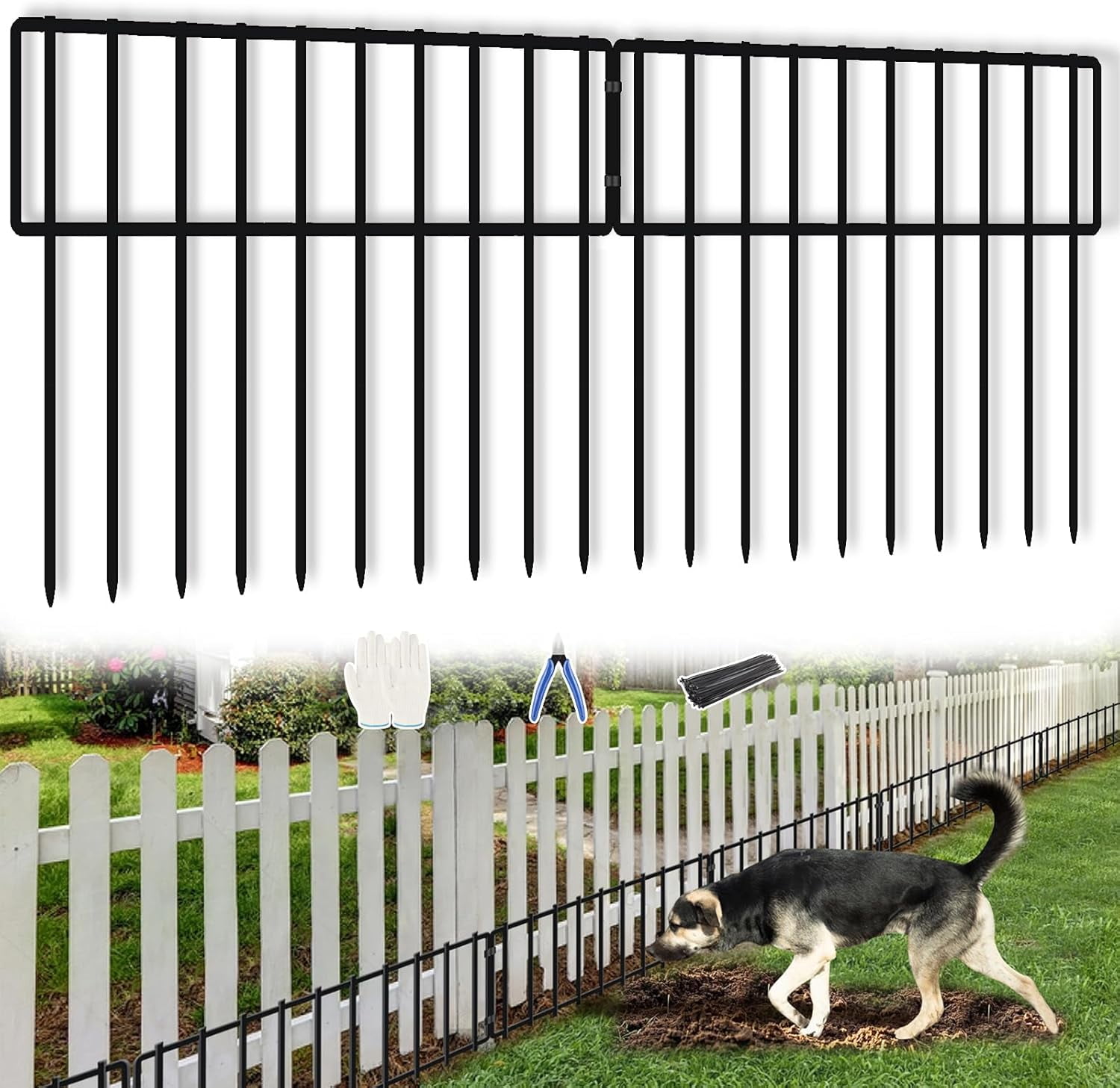 45.33ft(L) X 13inch(H) Animal Barrier Fence, 32 Panels No Dig Fences ...