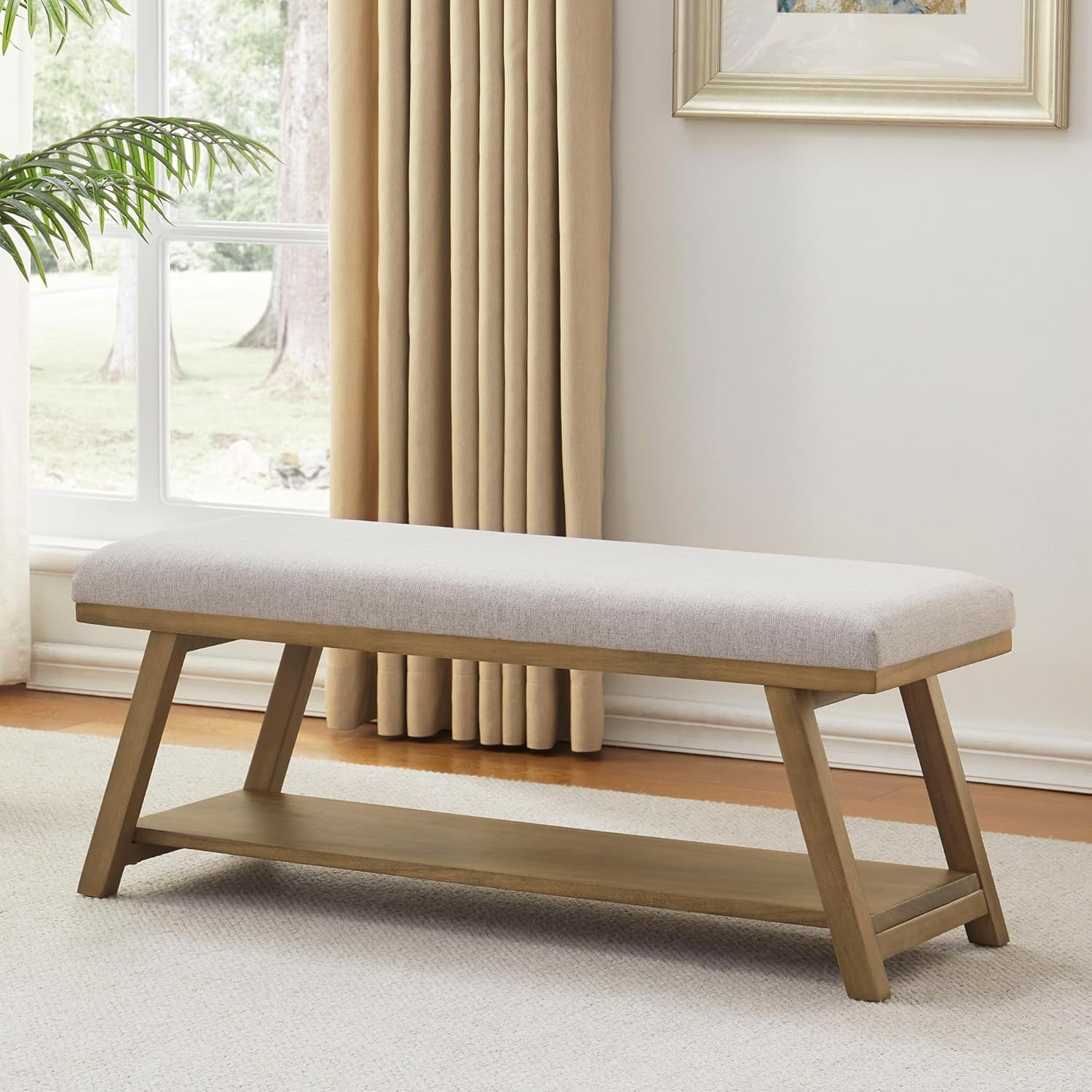 45" Entryway Bench Upholstered Storage Bench for Bedroom Shoe Bench for ...