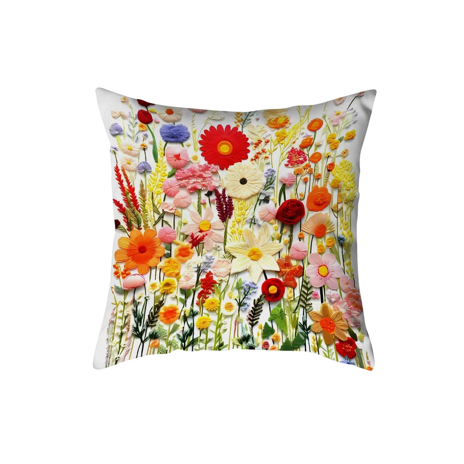 45*45cm Spring Plant Throw Cushion Cover - Features 3D-like flowers ...