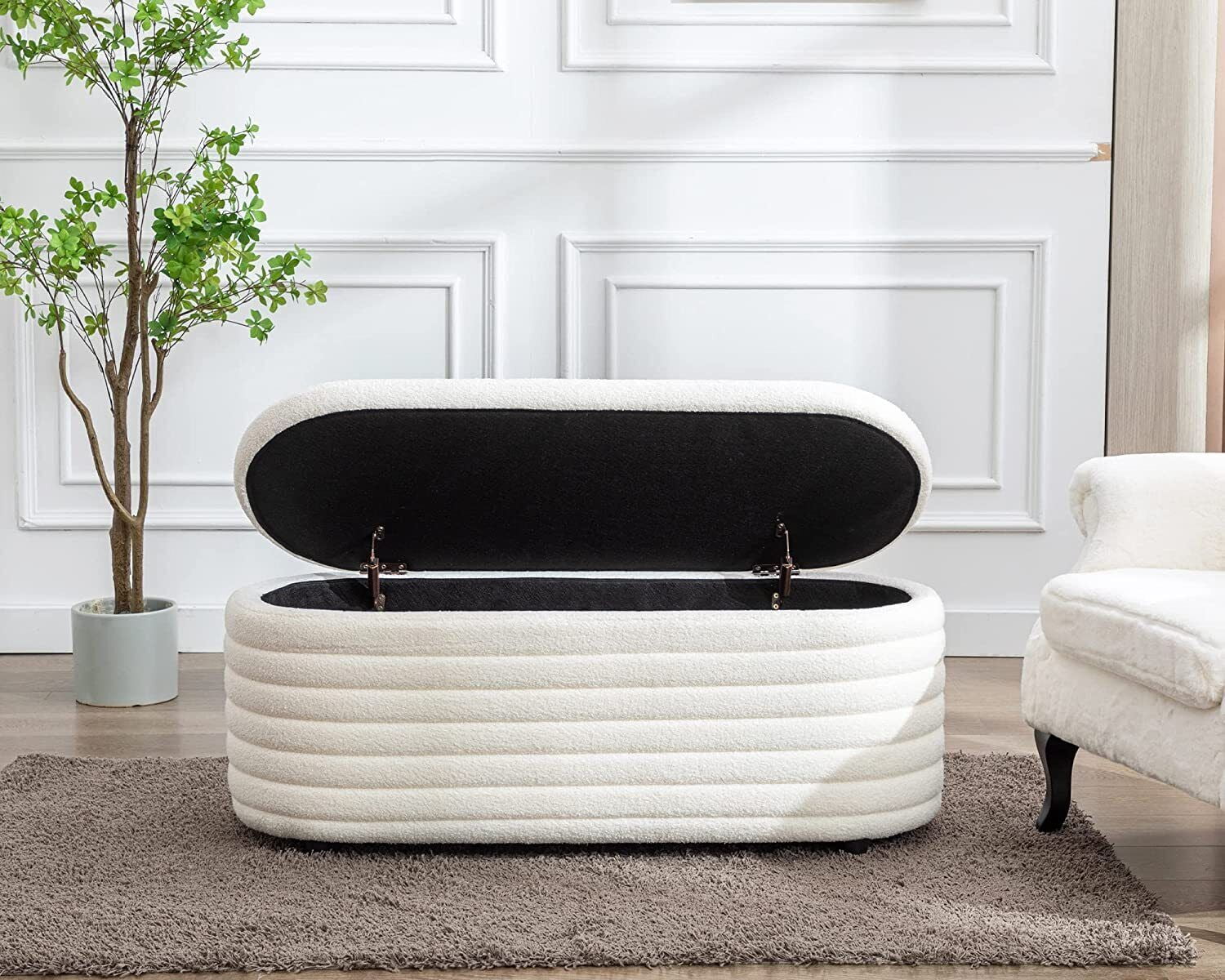 45.5" Storage Ottoman Bench Sofa End Bed Tool Footrest for Bedroom ...