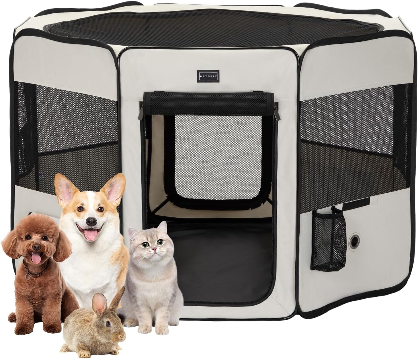45.5" Sturdy Pop Up Dog Kennel, Foldable Dog Pen for Indoor/Outdoor Use ...