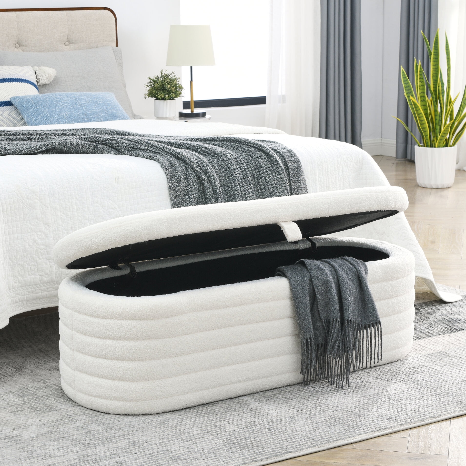 45 5 Teddy Storage Ottoman Bench Modern Upholstered Storage Bench End