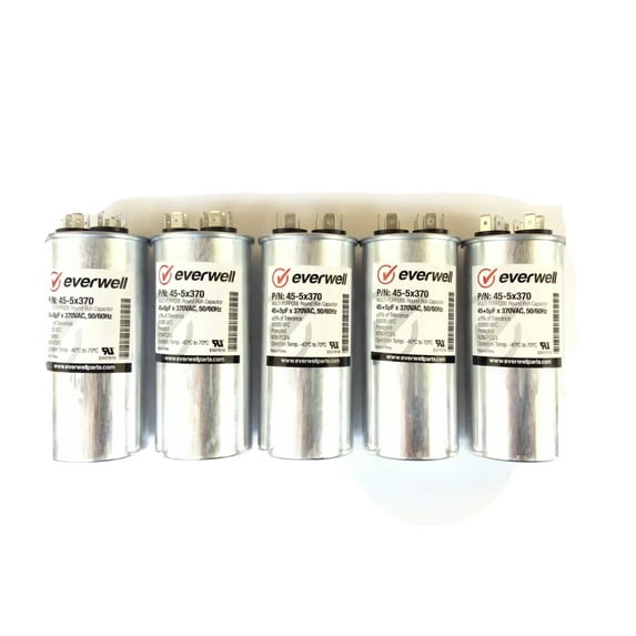 45+5 uf / MFD 370 VAC VOLTS ROUND DUAL RUN CAPACITOR, 50/60Hz 5 PCS ...
