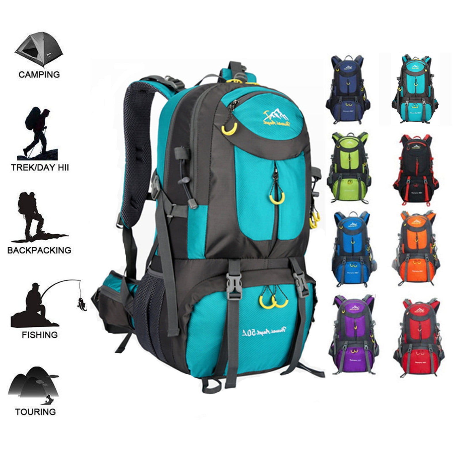 45+5L Hiking Backpack, Camping Travel Bag, Waterproof Lightweight ...