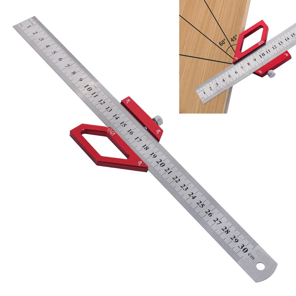 45/60/90 Degree Angle Scriber Woodworking Ruler Positioning Block ...