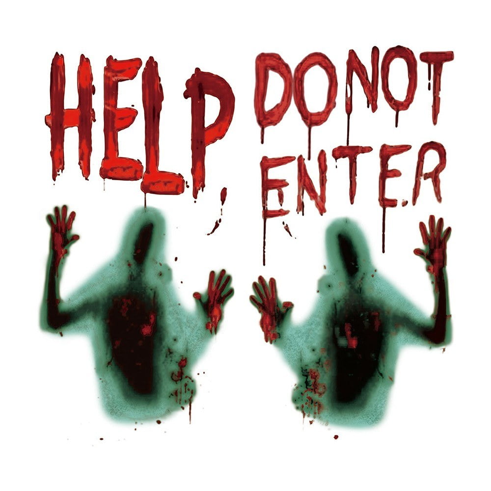 45*60cm Do Not Enter Scary Bloody Handprint and Shadowy Figure ...