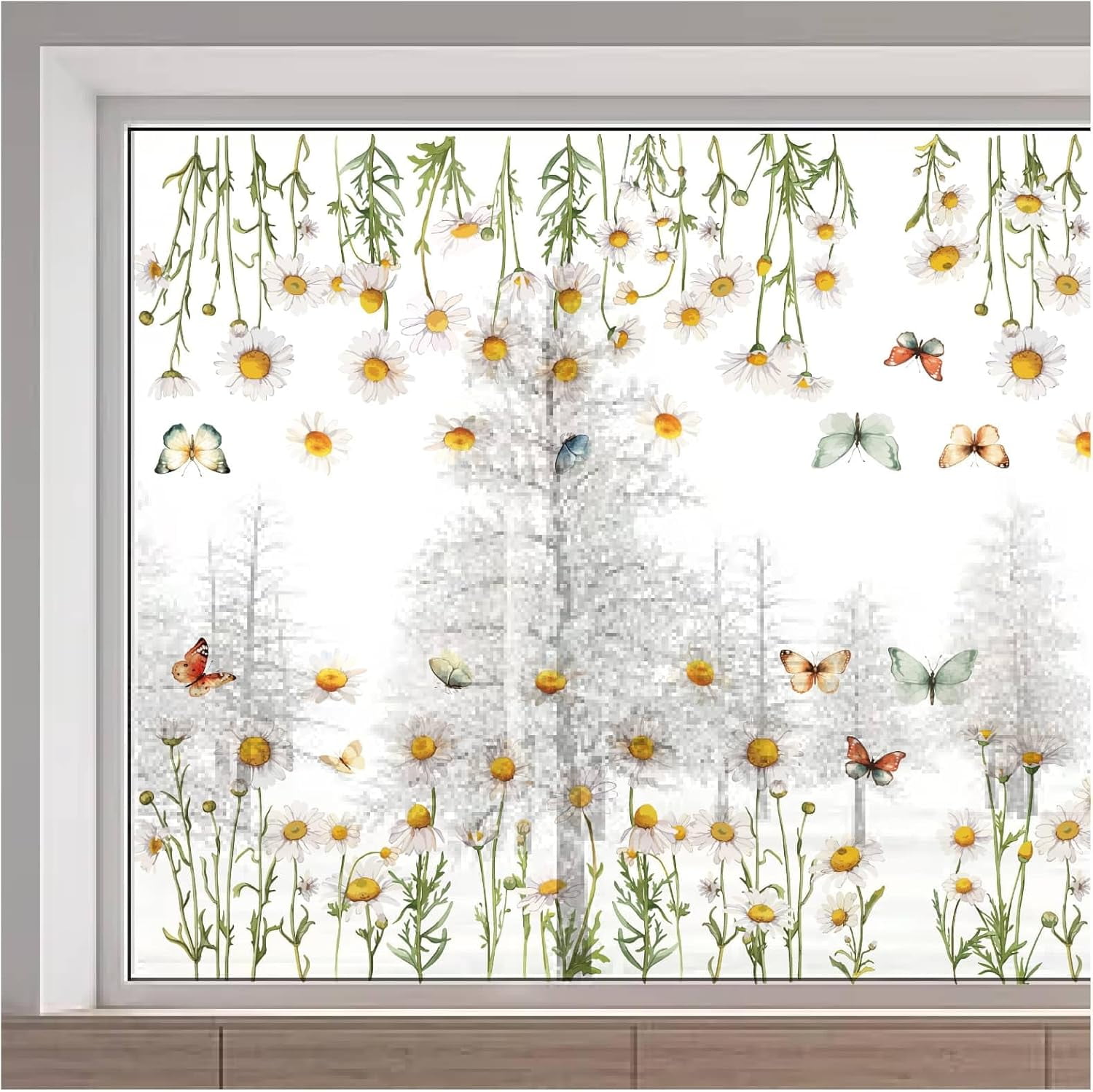 45.6x11.8 Inch Large Flower Window Clings Spring Window Stickers April ...