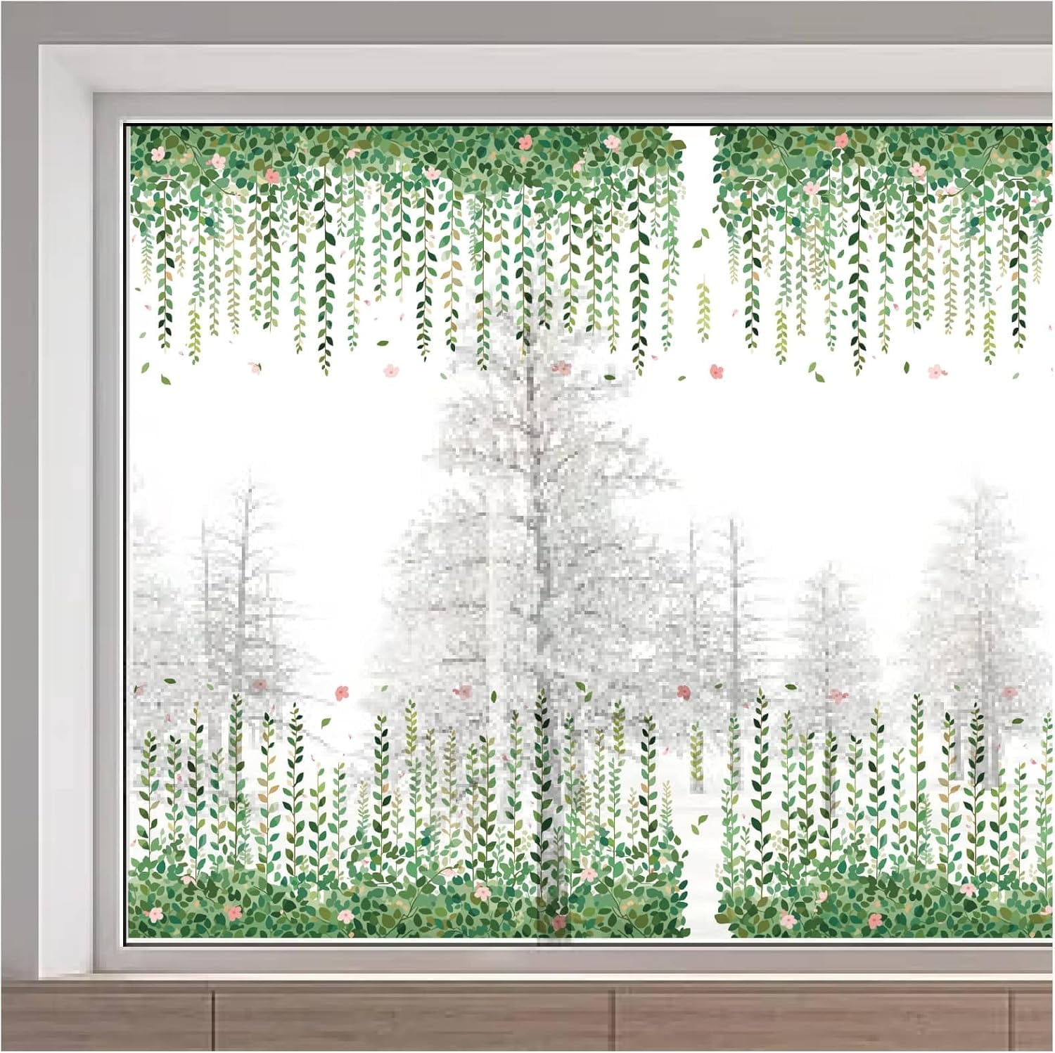 45.6x11.8 Inch Large Hanging Leaves Window Stickers Hanging Vine Window ...