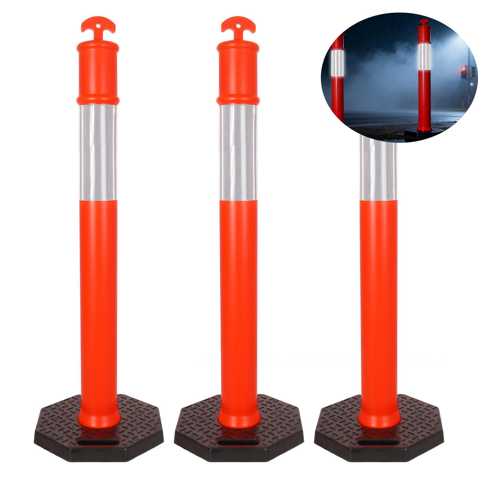 45.7 Inch Traffic Light Delineator Post with Base, Portable Orange ...
