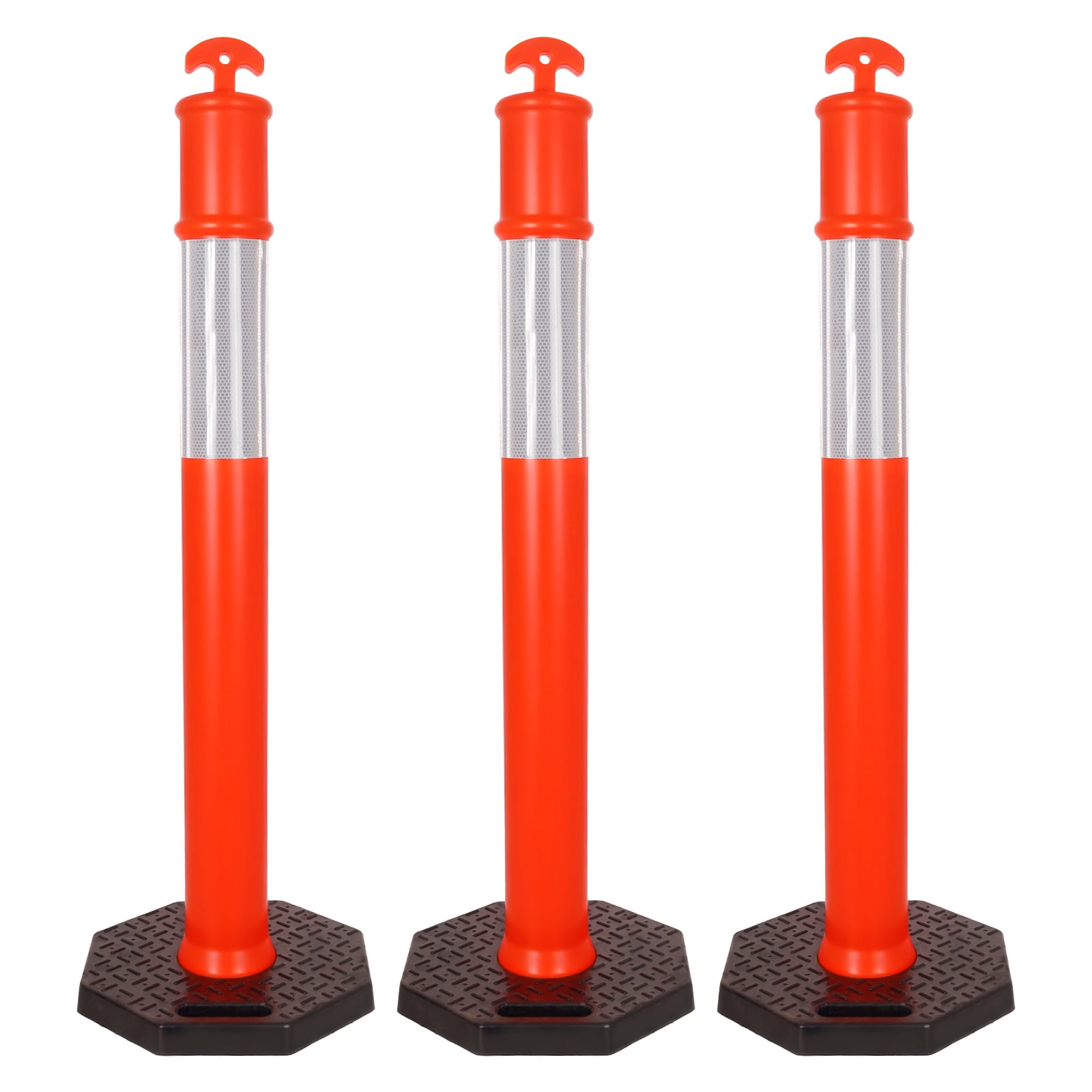 45.7" Safety Bollards with Base, 3 Pack Orange Traffic Safety ...
