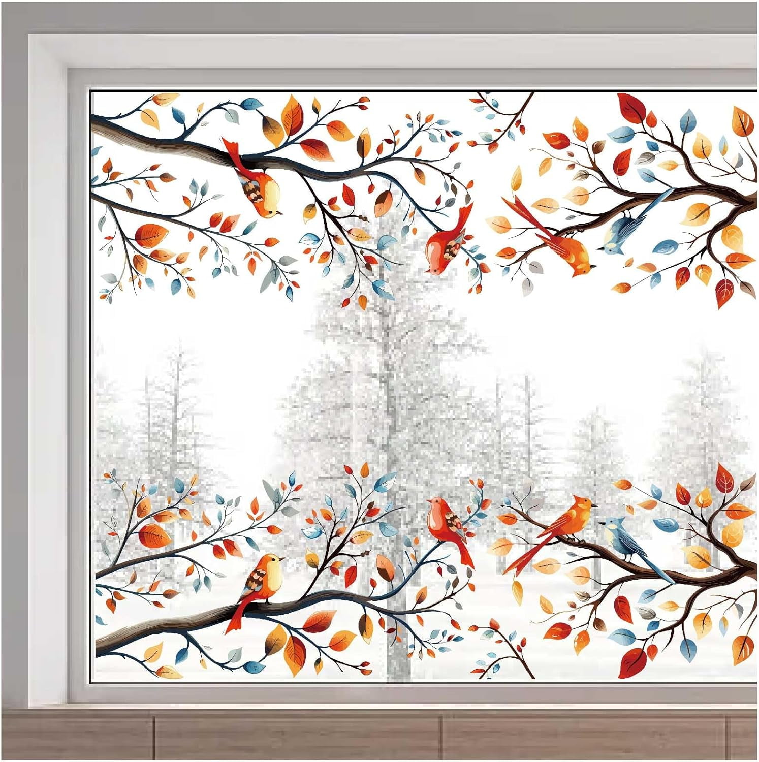 45.7x15 Inch Large Tree Branch Bird Window Stickers Spring Summer ...