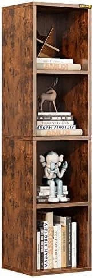 45.8" Narrow Storage Organizer Shelf, Modern Wooden Corner Bookcase, 4 ...