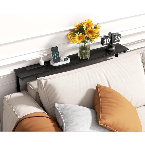 45" Adjustable Height Narrow Console Table with Power Outlets, Long ...