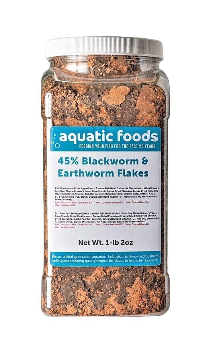 45% Blackworm Flake & Earthworm Flake Mix for Discus, Cichlids, All ...