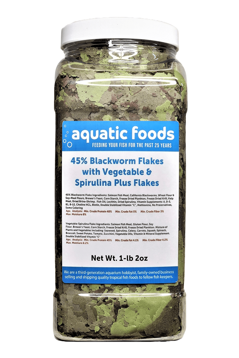 45% Blackworm & Vegetable-Spirulina Flake Mix for Cichlids, Discus, for ...