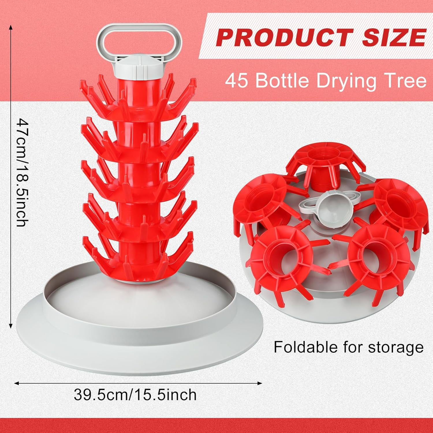 45 Bottle Drying Tree Reusable Wine Bottle Drying Rack Screw Type Cup ...
