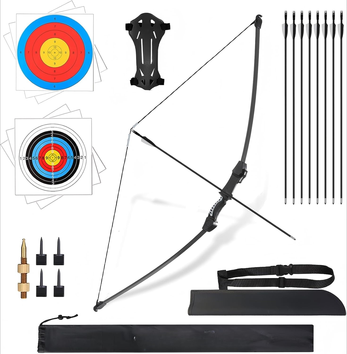 45'' Bow and Arrows Set for Kids 8-12 Teens Recurve Archery Beginner ...