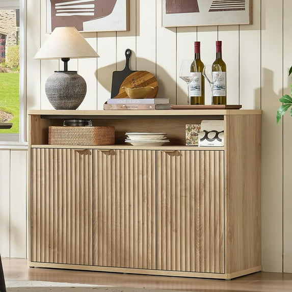 45" Buffet Sideboard Cabinet, Coffee Bar with a Open Space, 3 Doors ...