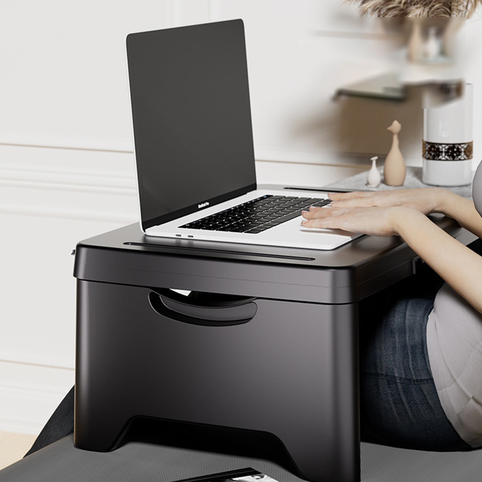 45 CM Foldable Lap Table,2 Tier Laptop Bed Desk, Portable Study Table ...