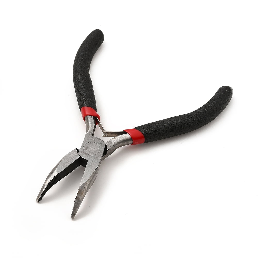 45# Carbon Steel Jewelry Pliers Bent Nose Plier Serrated Jaw Black 11 ...