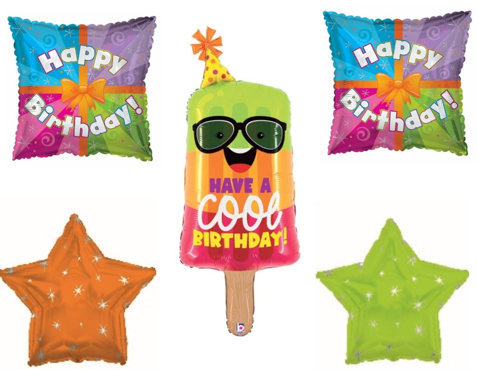 45" Cool Popsicle Birthday Balloons 5 piece Decoration Supplies Party ...