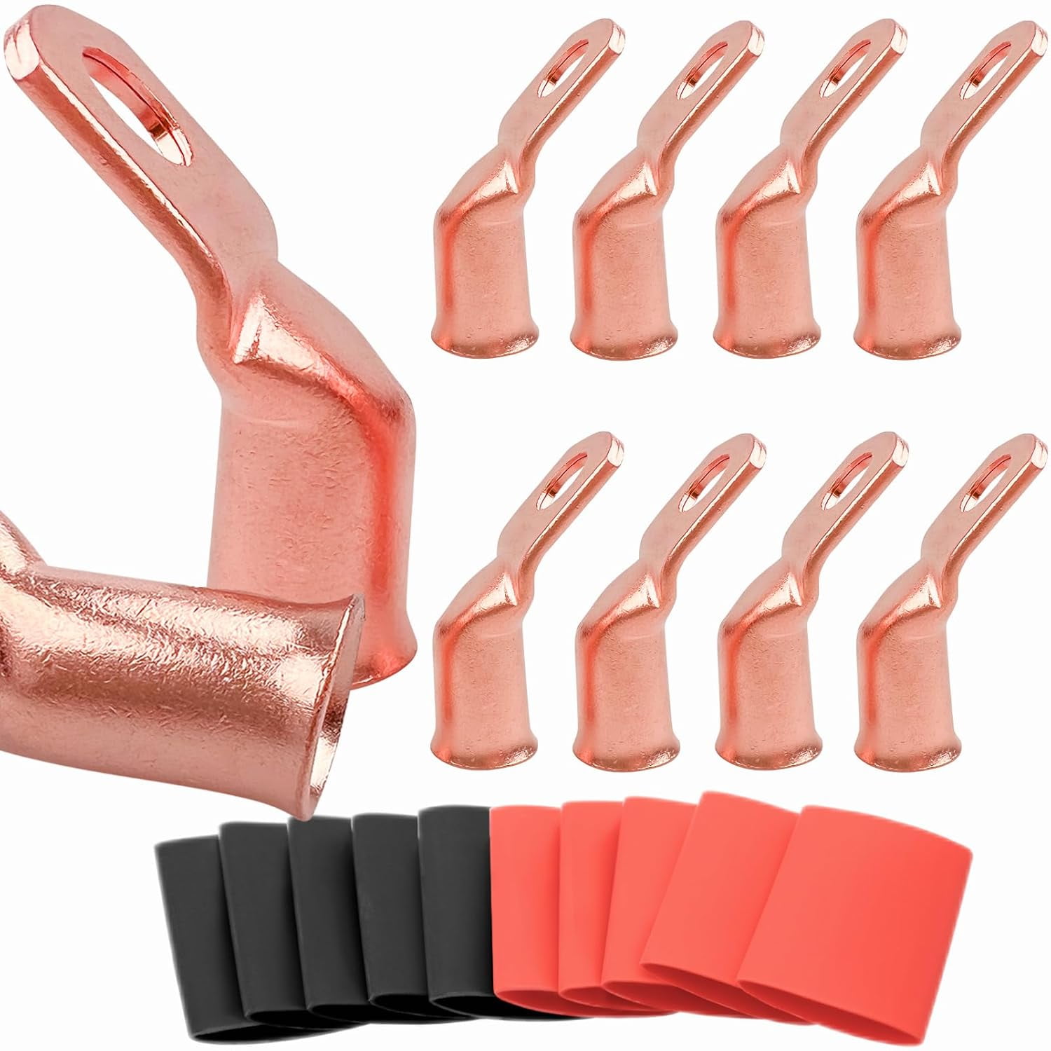 45 Degree Bent Bare Copper Lugs 1/0 AWG - 3/8" Battery Lugs,Heavy Duty ...