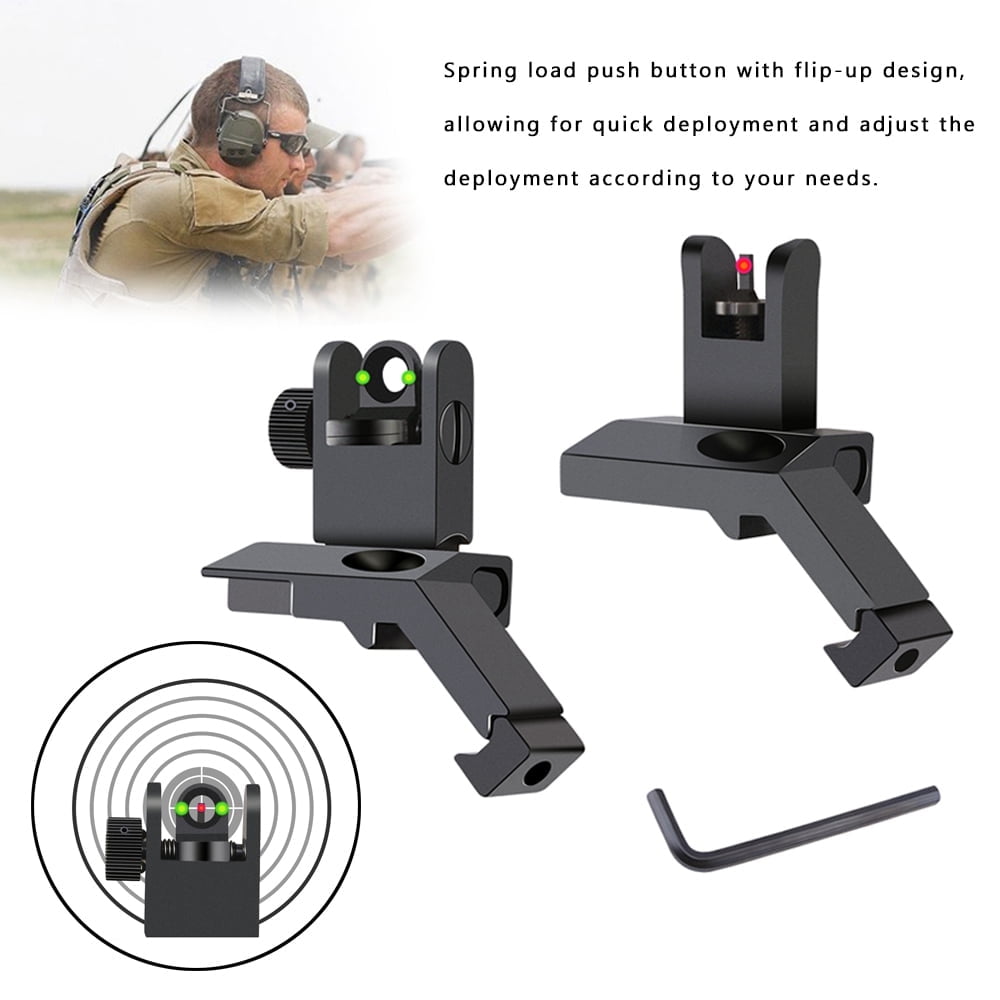45 Degree Front Rear Sight Flip up Red and Green Dot Fiber Optics Iron ...