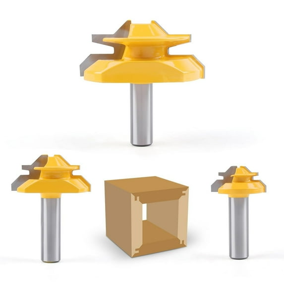 45 Degree Lock Miter Router Bit Set Shank for , Cutting Height Joint ...