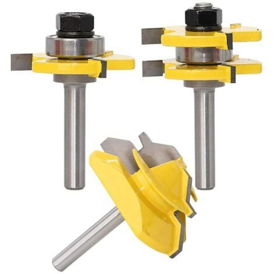 45 Degree Lock Miter Router Bit + Tongue Bit + Groove Cutter [8mm ...
