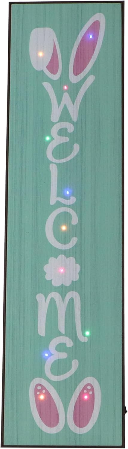 45" Easter Welcome Sign with Bunny Ears and Battery Operated Built-in ...