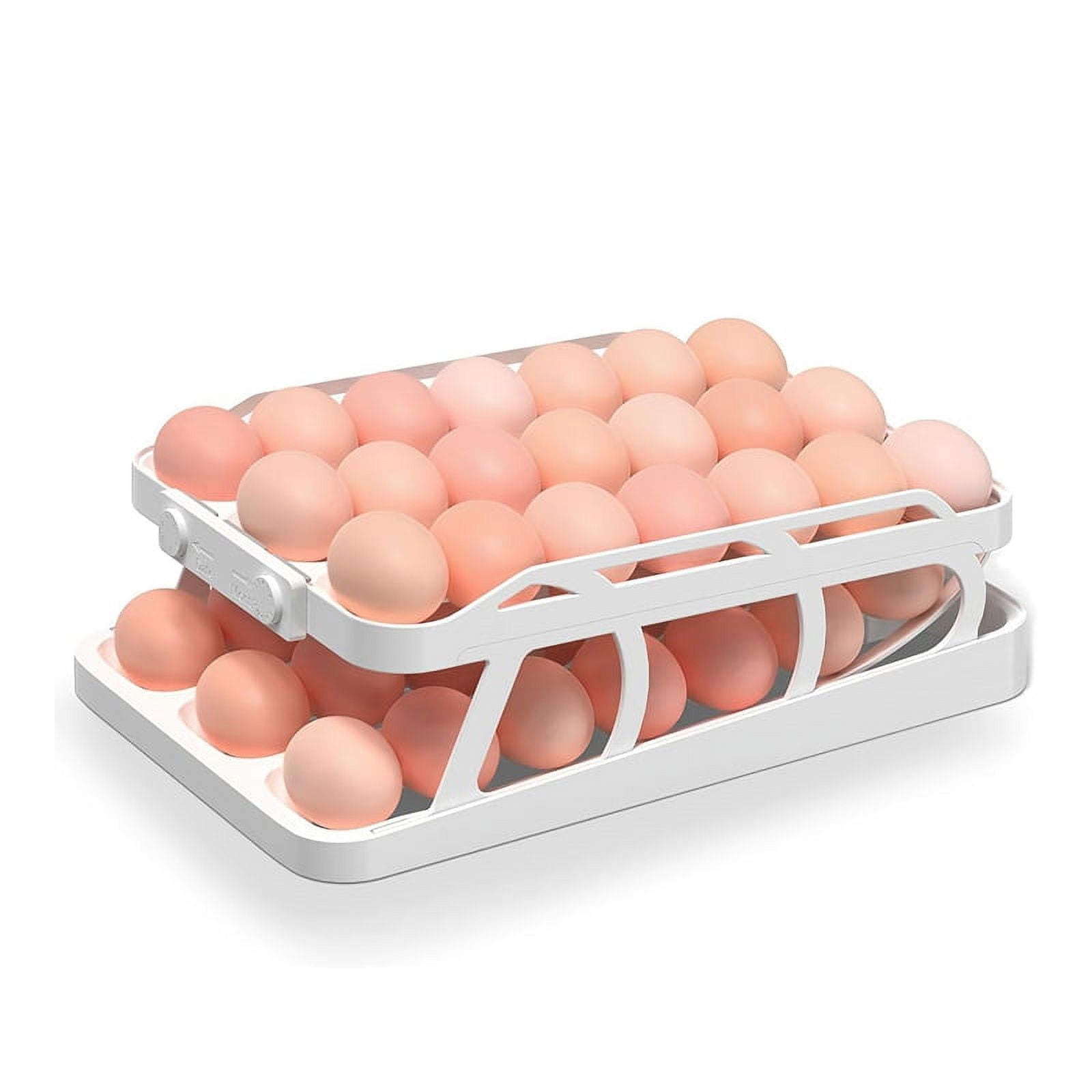 45 Eggs Holder for Fridge, 3 Rows Egg Dispenser,Freshness Ensured with Time Recorder,Space ...