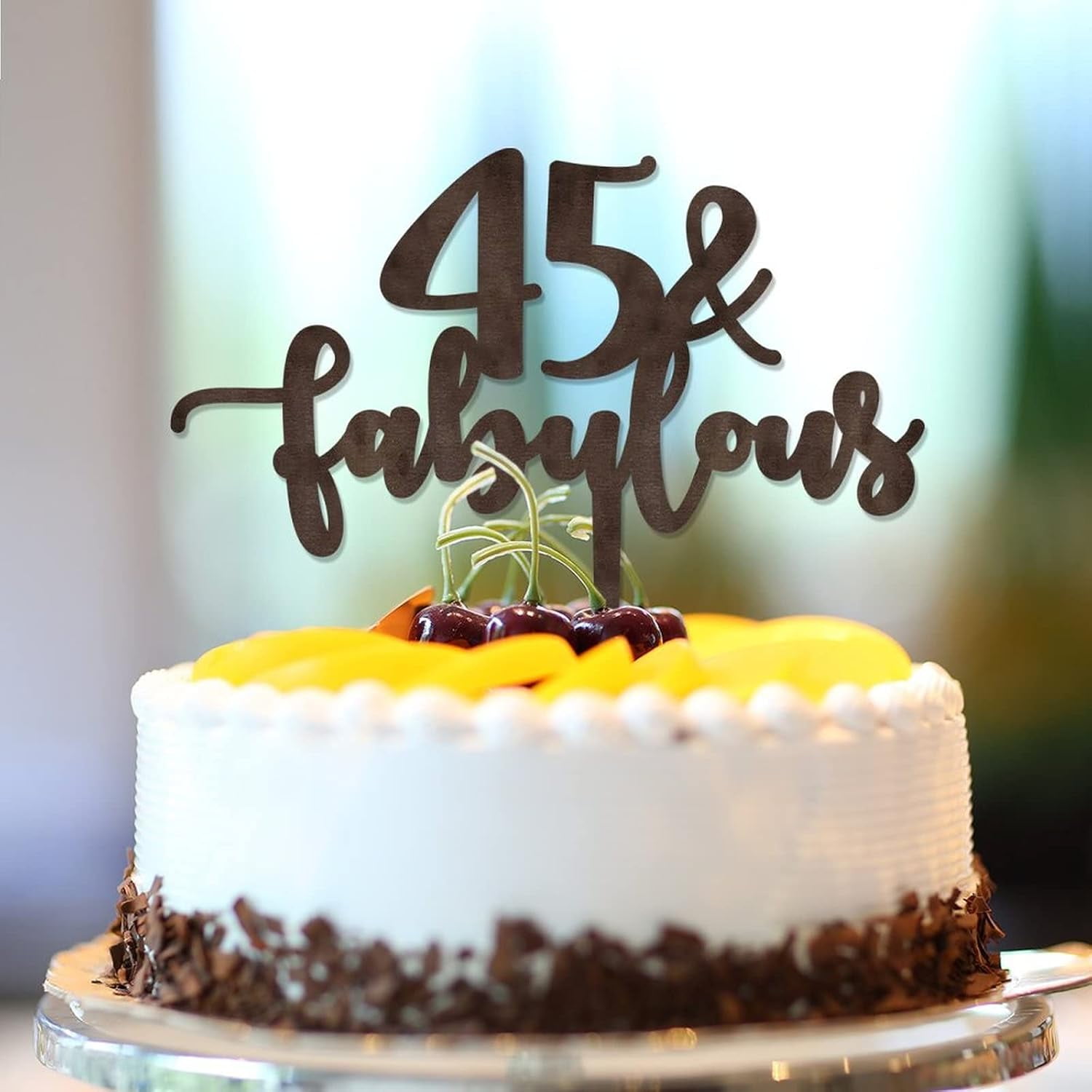 45 & Fabulous Cake Topper 45th Birthday Cake Toppers Brown Wood 45 ...