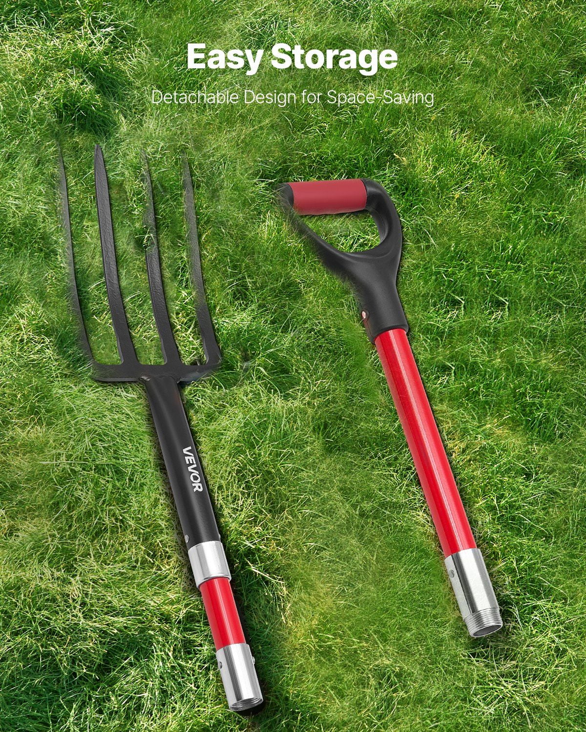 45" Fiberglass Handle Digging Fork – Heavy Duty Garden Pitchfork for ...
