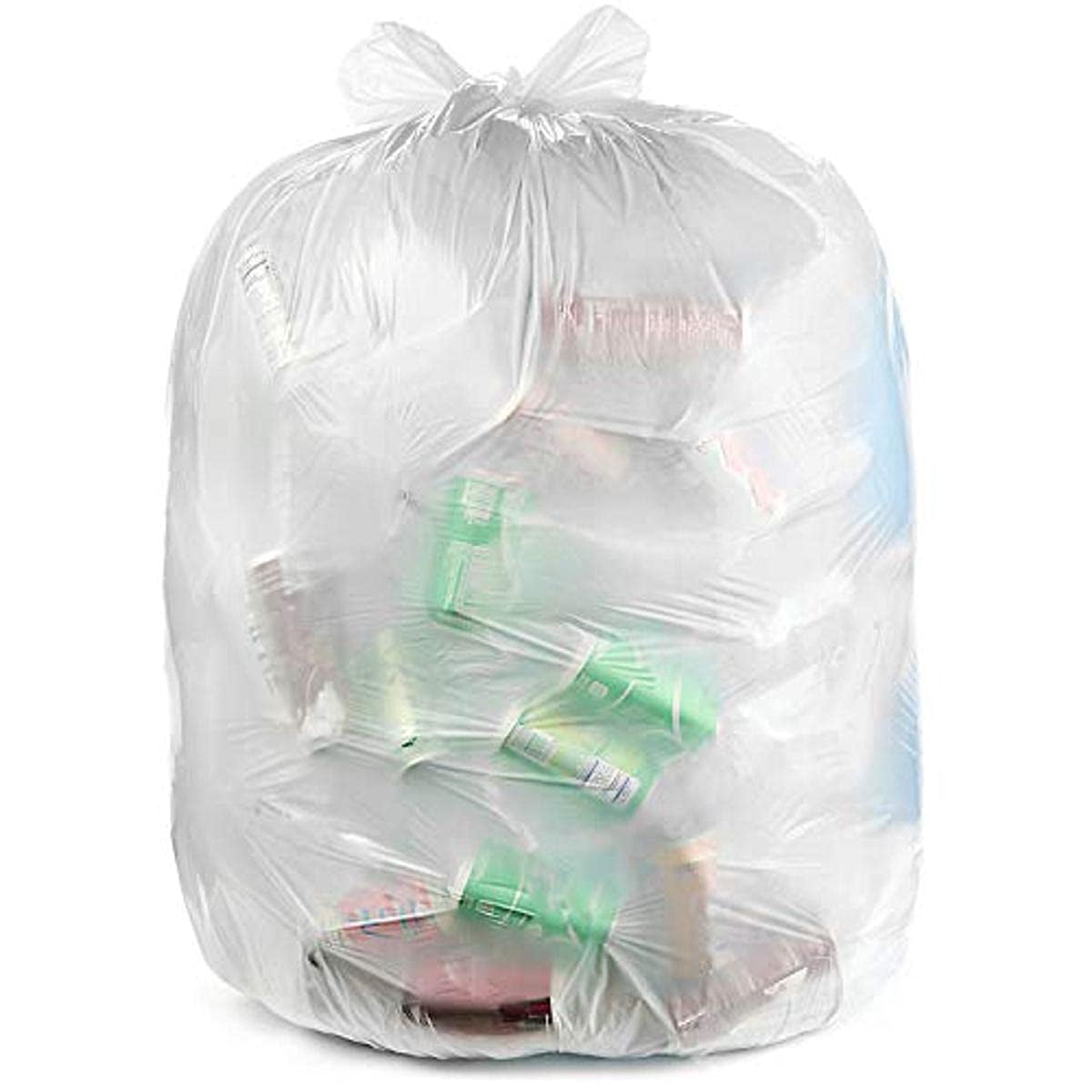 45 Gallon 3.0 MIL Clear Heavy Duty Contractor Trash Bags with Handtie ...